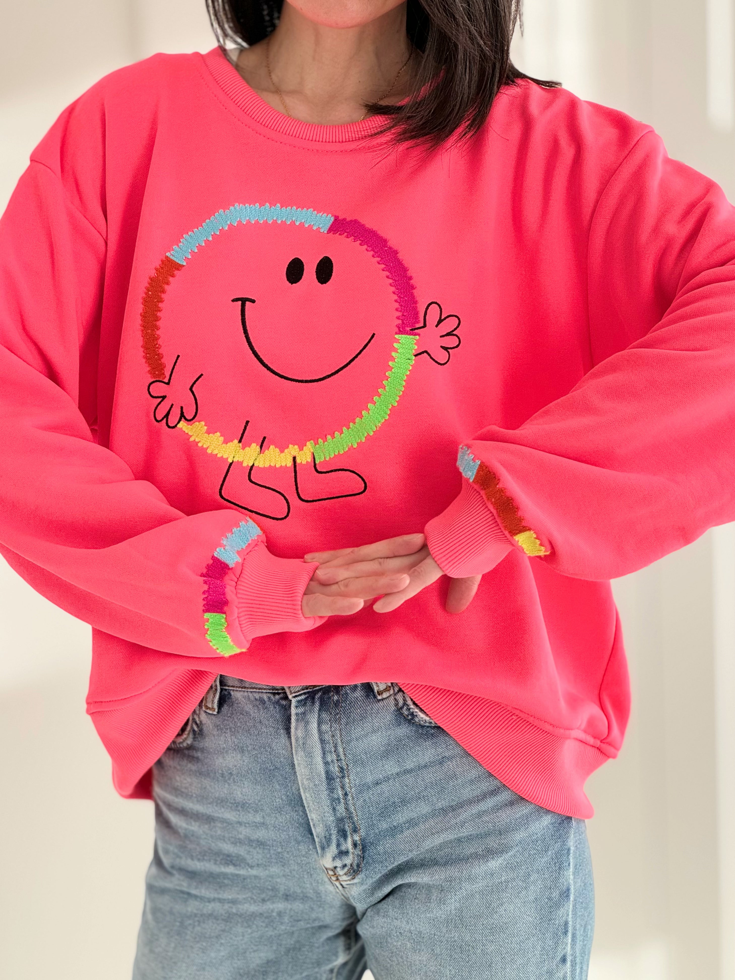 Sweatshirt bunte Smiley 3 Farben