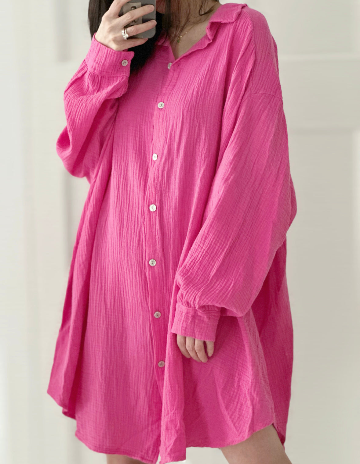 Musselin Bluse, long oversize, Sakura – sismeer
